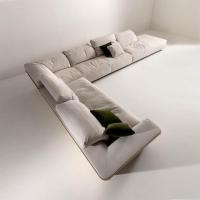 China Italian Light Luxury Leather Sofa Living Room Three-person Stainless Steel Sofa Imported Frosted Leather Furniture for sale