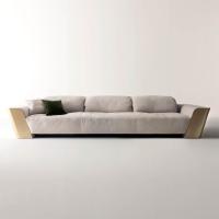 China Italian Light Luxury Leather Sofa Living Room Three-person Stainless Steel Sofa Imported Frosted Leather Furniture for sale