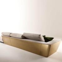 China Italian Light Luxury Leather Sofa Living Room Three-person Stainless Steel Sofa Imported Frosted Leather Furniture for sale