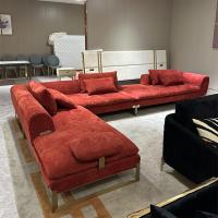 China High-end Red Fabric Sofa With Metal Legs Luxury Elegant Sofa Set for Villa Apartment for sale