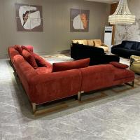 China High-end Red Fabric Sofa With Metal Legs Luxury Elegant Sofa Set for Villa Apartment for sale