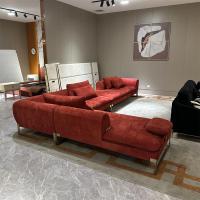 China High-end Red Fabric Sofa With Metal Legs Luxury Elegant Sofa Set for Villa Apartment for sale