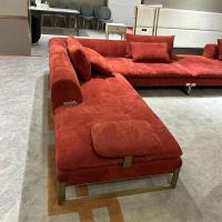 China High-end Red Fabric Sofa With Metal Legs Luxury Elegant Sofa Set for Villa Apartment for sale