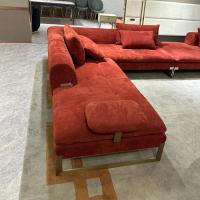 China High-end Red Fabric Sofa With Metal Legs Luxury Elegant Sofa Set for Villa Apartment for sale