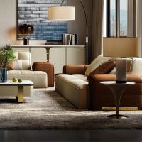 China Italian Pea Leather Sofa Living Room Modern and Noble Straight Row Light Luxury Top Layer Cowhide Sofa for sale