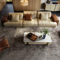 China Italian Pea Leather Sofa Living Room Modern and Noble Straight Row Light Luxury Top Layer Cowhide Sofa for sale