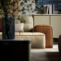 China Italian Pea Leather Sofa Living Room Modern and Noble Straight Row Light Luxury Top Layer Cowhide Sofa for sale