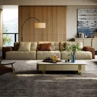 China Italian Pea Leather Sofa Living Room Modern and Noble Straight Row Light Luxury Top Layer Cowhide Sofa for sale