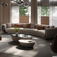 China Modern Creative Conch Sofa Leather High-End Luxury Curved Design Extendable for Villa Living Room or Apartment for sale