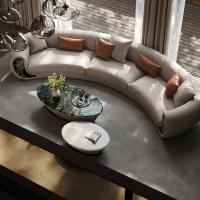 China Modern Creative Conch Sofa Leather High-End Luxury Curved Design Extendable for Villa Living Room or Apartment for sale