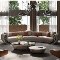 China Modern Creative Conch Sofa Leather High-End Luxury Curved Design Extendable for Villa Living Room or Apartment for sale