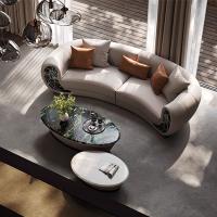 China Modern Creative Conch Sofa Leather High-End Luxury Curved Design Extendable for Villa Living Room or Apartment for sale