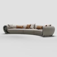 China Modern Creative Conch Sofa Leather High-End Luxury Curved Design Extendable for Villa Living Room or Apartment for sale