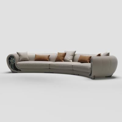 China Modern Creative Conch Sofa Leather High-End Luxury Curved Design Extendable for Villa Living Room or Apartment for sale
