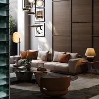 China Modern Simple Sophisticated Villa Leather Sofa for Spacious Living Room for sale