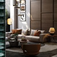 China Modern Simple Sophisticated Villa Leather Sofa for Spacious Living Room for sale