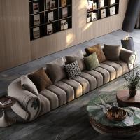 China Italian Leather Light Luxury Sofa Set Modern Designer Simple Curved New Import for Villa Living Room Sponge Filling Material for sale