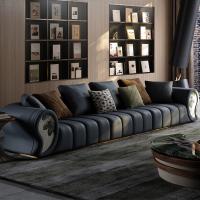 China Italian Leather Light Luxury Sofa Set Modern Designer Simple Curved New Import for Villa Living Room Sponge Filling Material for sale