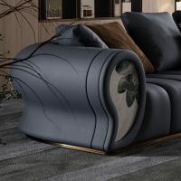 China Italian Leather Light Luxury Sofa Set Modern Designer Simple Curved New Import for Villa Living Room Sponge Filling Material for sale
