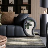 China Italian Leather Light Luxury Sofa Set Modern Designer Simple Curved New Import for Villa Living Room Sponge Filling Material for sale
