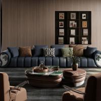 China Italian Leather Light Luxury Sofa Set Modern Designer Simple Curved New Import for Villa Living Room Sponge Filling Material for sale