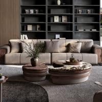 China Italian Pea Leather Sofa Living Room Modern and Noble Straight Row Light Luxury Top Layer Cowhide Sofa for sale