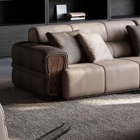 China Italian Pea Leather Sofa Living Room Modern and Noble Straight Row Light Luxury Top Layer Cowhide Sofa for sale