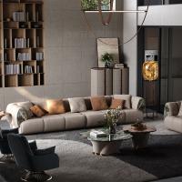 China Modern Creative Conch Sofa Leather High-End Luxury Curved Leather for Villa Living Room for sale