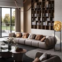 China Modern Creative Conch Sofa Leather High-End Luxury Curved Leather for Villa Living Room for sale