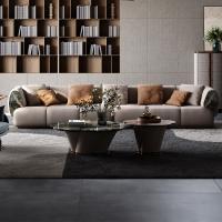 China Modern Creative Conch Sofa Leather High-End Luxury Curved Leather for Villa Living Room for sale