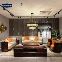 China High Quality Luxury Italian Modern Leather Sectional Couch Design Wood Veneer Full Leather Luxury Living Room Sofa Funiture Set for sale