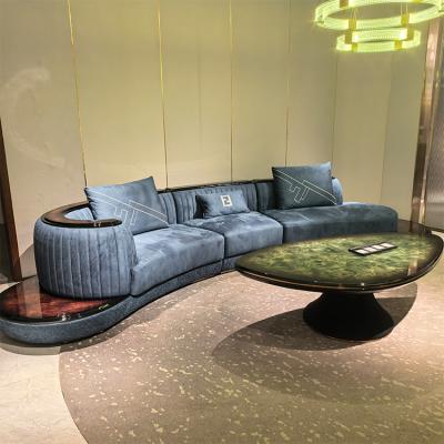 China Latest Brand High Quality Customized Semi-curved Sofa Curved Circular Sofa with Marble Side Table Big Curved Couch Sofa for sale
