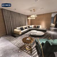 China Custom New Designer Style Luxury Microfiber Fabric Leather Sofa Home Furniture House Sofa Set Luxury Living Room with Brass Legs for sale