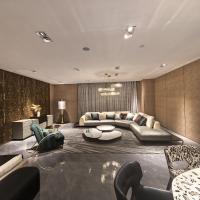 China Custom New Designer Style Luxury Microfiber Fabric Leather Sofa Home Furniture House Sofa Set Luxury Living Room with Brass Legs for sale