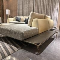 China Custom New Designer Style Luxury Microfiber Fabric Leather Sofa Home Furniture House Sofa Set Luxury Living Room with Brass Legs for sale