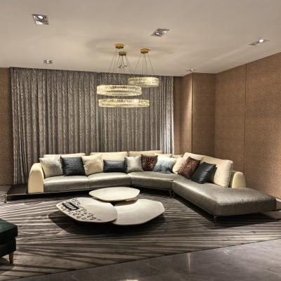 China Custom New Designer Style Luxury Microfiber Fabric Leather Sofa Home Furniture House Sofa Set Luxury Living Room with Brass Legs for sale