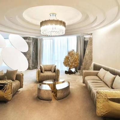 China 2022 Sofa Set Furniture Luxury Carved Gold Sofa Living Room Modern Italian Leather Design Living Home Luxury Sofa Set for sale
