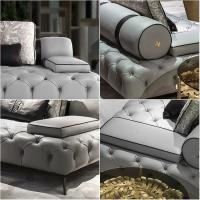 China Luxury Sofa Living Room Furniture Curved Home Lounge Sofa Sets Italian Modern Fabric Velvet Sofa SALA Set Furniture for sale