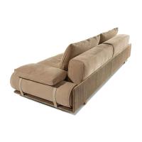 China Modern Beige Fabric Sofa With Gold Accents and Soft Cushions for sale