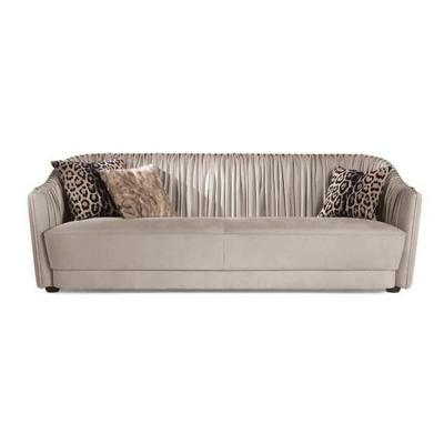 China Luxury Sofa Living Room Furniture Curved Home Lounge Sofa Sets Italian Modern Fabric Velvet Sofa SALA Set for sale