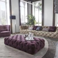 China New Green Microfiber Fabric Leather Sofa Home Furniture House Sofa Set Luxury Living Room With Brass Legs for sale