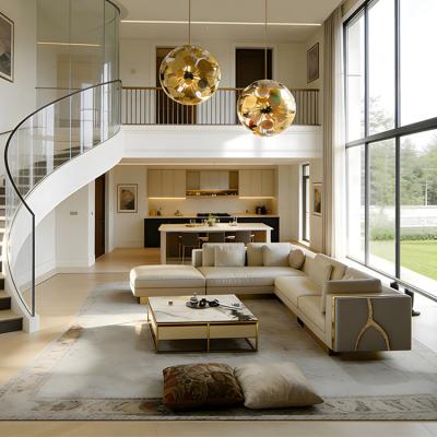 China Manufacturer Custom Luxury Couch Living Room Furniture Set Italian Luxury Modern L Shaped Leather Sectional Sofa Set for sale