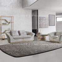 China Gold Stainless Steel Base 3 Seater Luxury Dark Gray Velvet Fabric Quilted Finish Charisma Fixed Sofa for sale