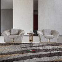 China Gold Stainless Steel Base 3 Seater Luxury Dark Gray Velvet Fabric Quilted Finish Charisma Fixed Sofa for sale