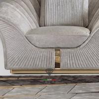 China Gold Stainless Steel Base 3 Seater Luxury Dark Gray Velvet Fabric Quilted Finish Charisma Fixed Sofa for sale