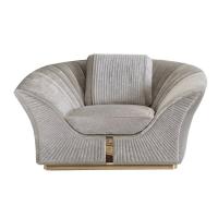 China Gold Stainless Steel Base 3 Seater Luxury Dark Gray Velvet Fabric Quilted Finish Charisma Fixed Sofa for sale