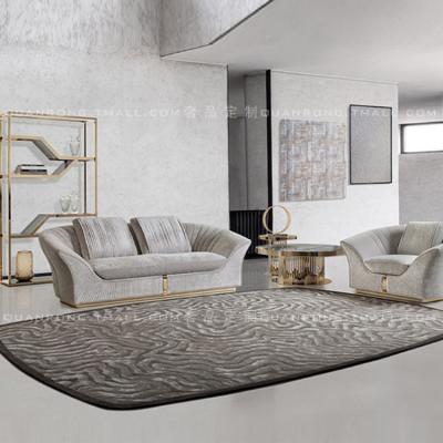 China Gold Stainless Steel Base 3 Seater Luxury Dark Gray Velvet Fabric Quilted Finish Charisma Fixed Sofa for sale