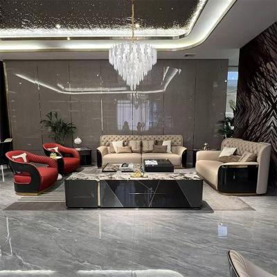 China Modern Luxury Living Room High-End Leather Sectional Sofa Set Home Furniture with Corner Feature for Dining for sale