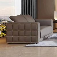 China Contemporary Light Luxury Sectional Living Room Sofa Set High-end Villa Leather Sofas Furniture for sale