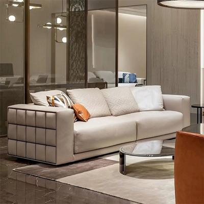 China Contemporary Light Luxury Sectional Living Room Sofa Set High-end Villa Leather Sofas Furniture for sale